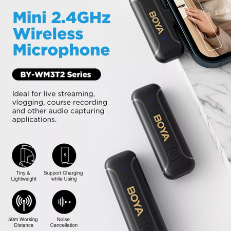 BOYA BY-WM3T2-U1 ульракомпактный беспроводной микрофон Type C
