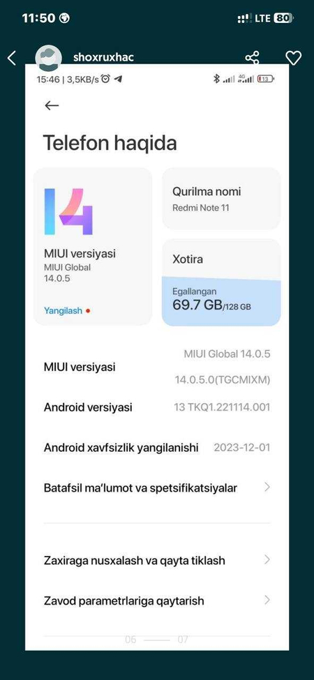 Xiami Redmi note 11