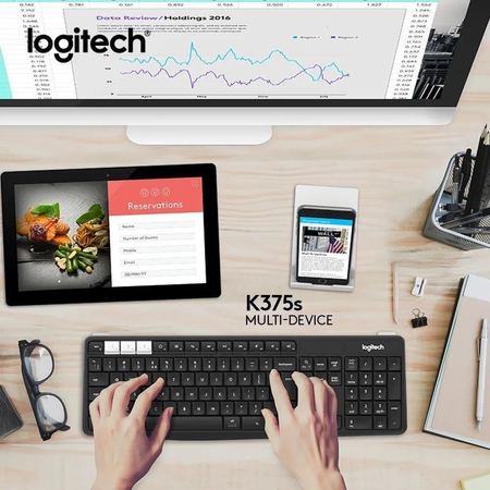 RU/ENG! Bluetooth/2,4Гц Беспроводная Клавиатура Logitech K375S