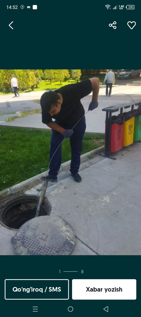Kanalizatsiya tozalash xizmati 24/7kun
