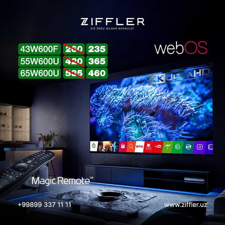 Телевизоры ZIFFLER 43/55/65 Smart 4K Webos Низким Ценам Доставка