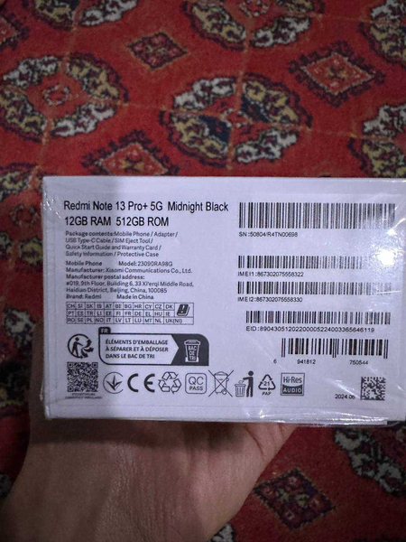 Xiaomi redmi note 13pro+5G 12/ 512 GB midnight black