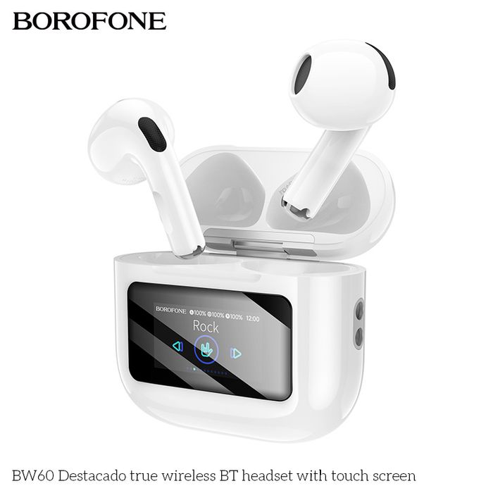 Наушники Borofone BW60 AirPods 4 с интеллектуальным сенсорным экраном