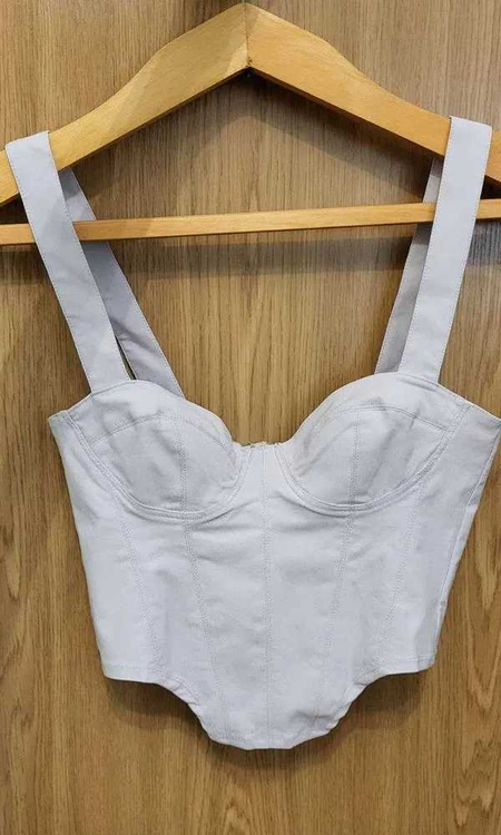 Укороченный топ в стиле бюстье H&M (XS, светло серый )