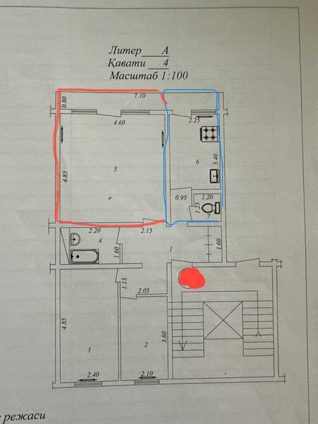 СРОЧНО продается 3-хкомнатная 72м2 Ойбек 60 школа Мирабад (133241)