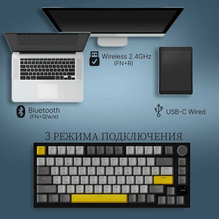 Игровая МЕХАНИЧЕСКАЯ клавиатура с  TFT экранчиком AJAZZ AK820 PRO RUS