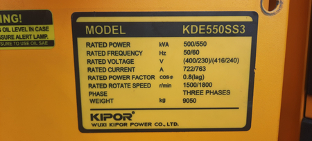 Генератор KIPOR 550 SS3 550 кВа 480 кВт