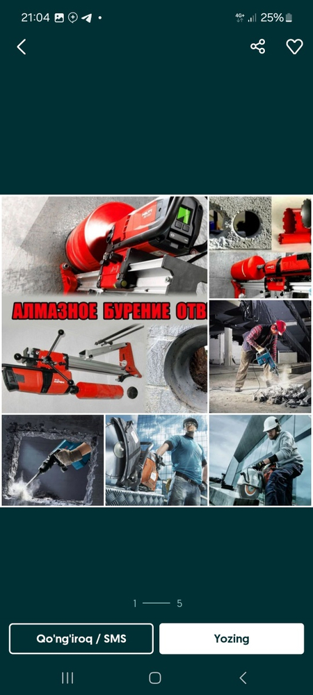 Perferator xizmatlari beton buzish teshish
