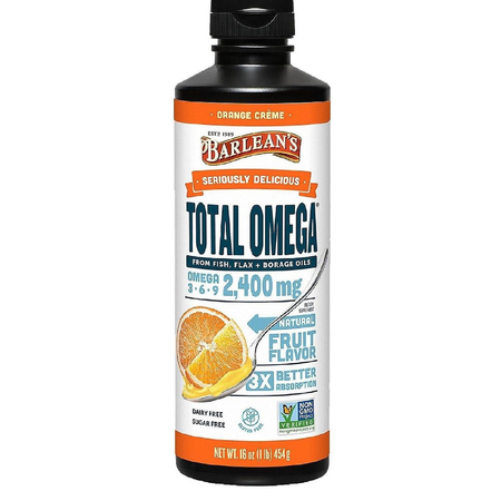 Жидкая добавка Barlean's Total Omega 3 с рыбьим жиром, апельсиновый