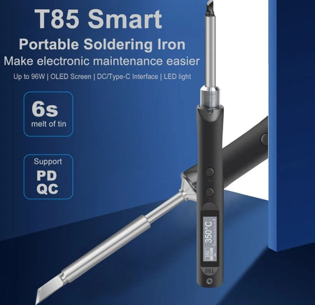 Паяльник портативный,Quecoo T85 Smart,1жало и кабель в комплекте