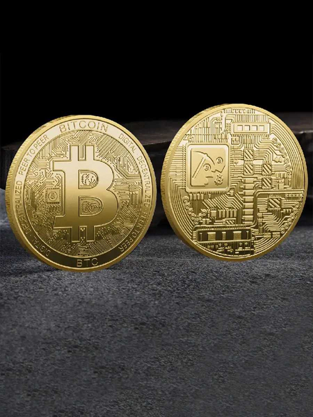 Сувенир, сувенирная монета Bitcoin, Криптовалюта, Майнинг, Биткоин.