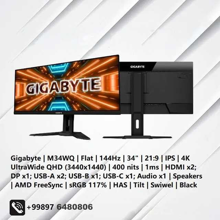 Игровой монитор Gigabyte M34WQ/21:9/‘34/144Hz/IPS/1ms/450 nits/USB 3.0