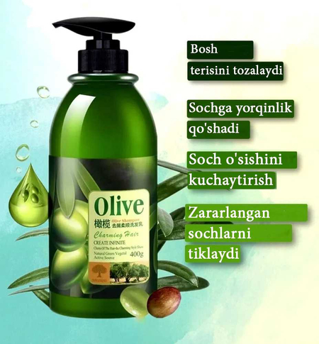 Optom narxlarda Zaytun ekstrakti bilan shampun va balzam. 900 ml