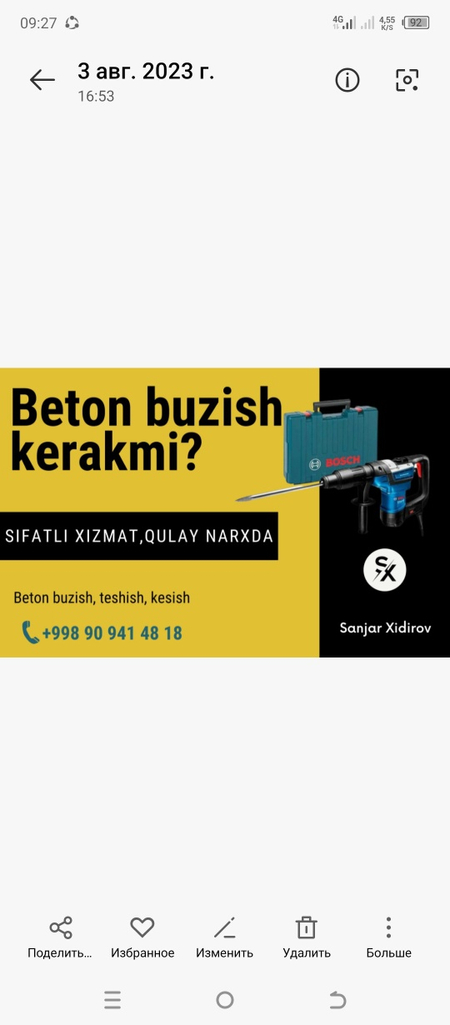 Beton kesish teshish