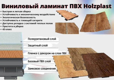 Виниловый ламинат 43 Класса немецкого качество основа ПВХ  VINYKLICK