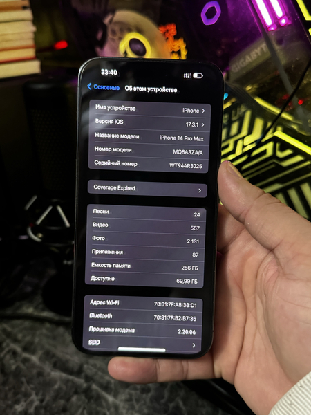 iphone 14 Pro max 87yomks  256 gb 2 sim kartali ideal tutilgan