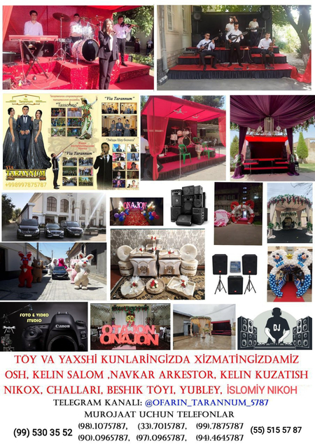Töy va shodiyoona kunlaringizda xizmatingizdamiz
