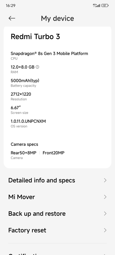 Redmi turbo 3 ,256/12 gb