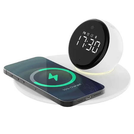 WIWU Wi-W017 15w wireless charger+digital alarm+bluetooth speaker