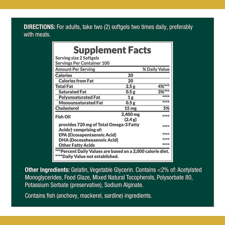 Nature's Bounty Рыбий жир 1200мг. омега-3 1200мг. (omega-3, балиқ ёғи)