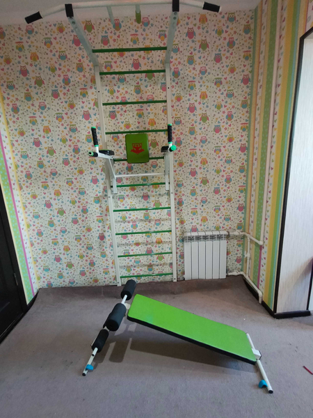 Стенка 3в1 турник, брусья, скамья.