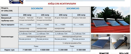 Солнечный Водонагреватель. Quyosh suv isitgichi. Водонагреватель.Оптом