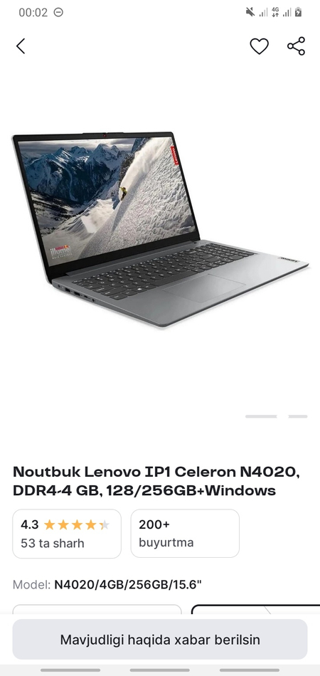 Lenovo Noutbuk IdeaPad