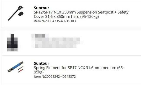 Подседельный штырь с амортизатором Suntour, от 65 до 120кг