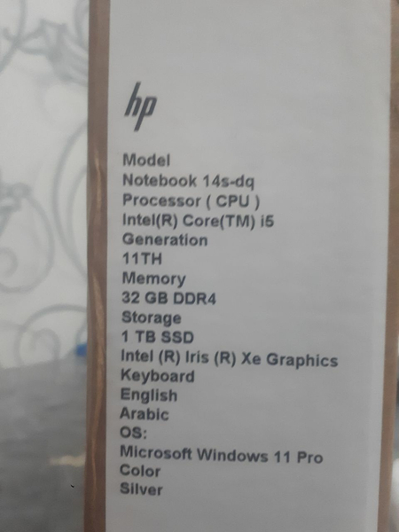 Ноутбук HP 14s-dq Intel core I5-11H 32RAM 1TB SSD