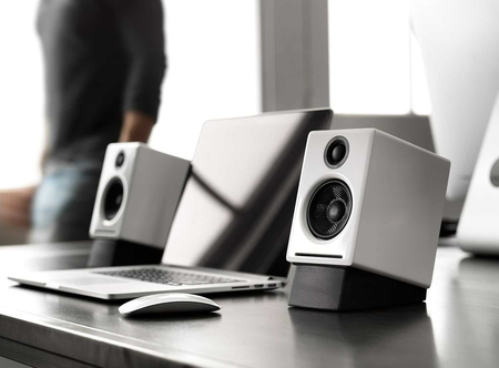 Audioengine A2+ Hi-Fi Wireless Desktop Speakers, Royal White (Pair)