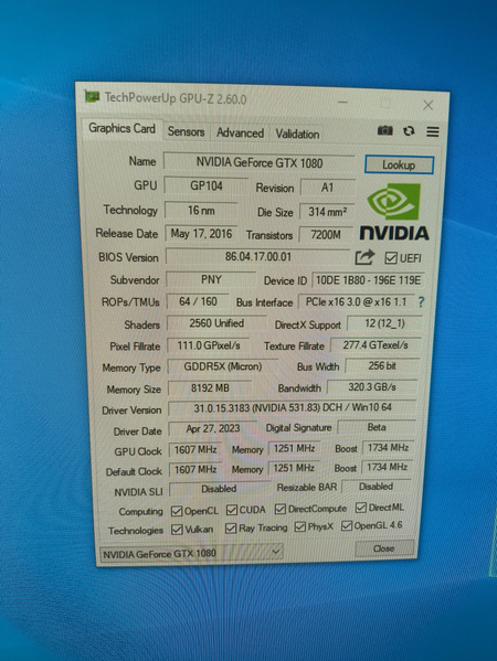 PNY GTX1080 8Gb 256bit GDDR5X