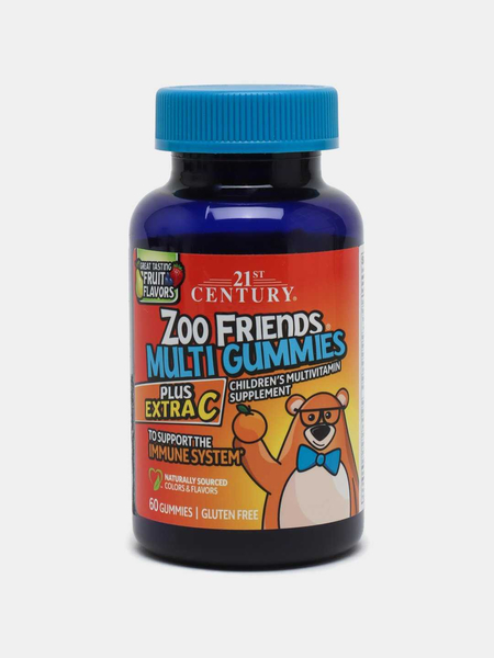 21st Century, Zoo Friends, мульти витаминные жевательные мармеладки,60