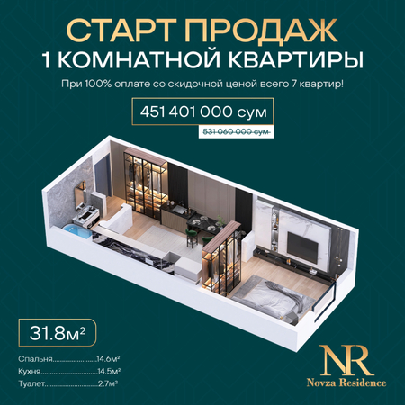 ЖК НОВЗА РЕЗИДЕНС - Старт Продаж Акция На 7 квартир