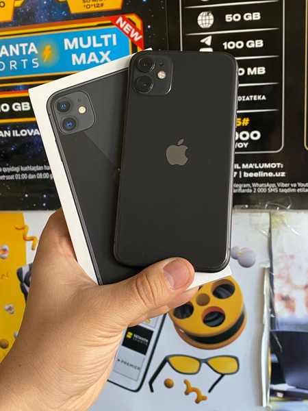 iphone 11 128gb emkost 100% 35 sikl zaryada qo'yilgan paket tel