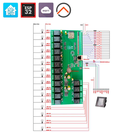 16x Канальный релейный модуль - HomeAssistant / ESP32 / MQTT