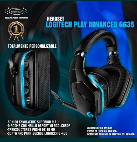 Гарнитура проводная Logitech G635 7.1