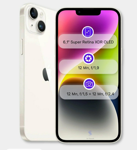 Смартфон iPhone 14 GLOBAL 6/128 GB NanoSIM+eSIM, 5G, NFC, Wi-Fi 6