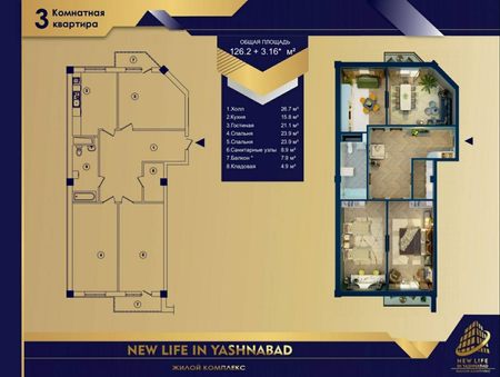 Срочно жк new life ор-р[Переушка мост] 3/4/10 86м²