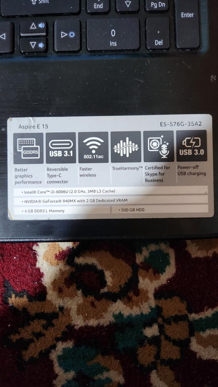 Notebook acer i3