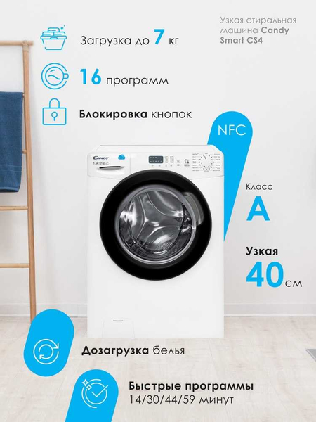 Узкая стиральная машина Candy 6кг  WIFI управление/INVERTOR/ Доставка