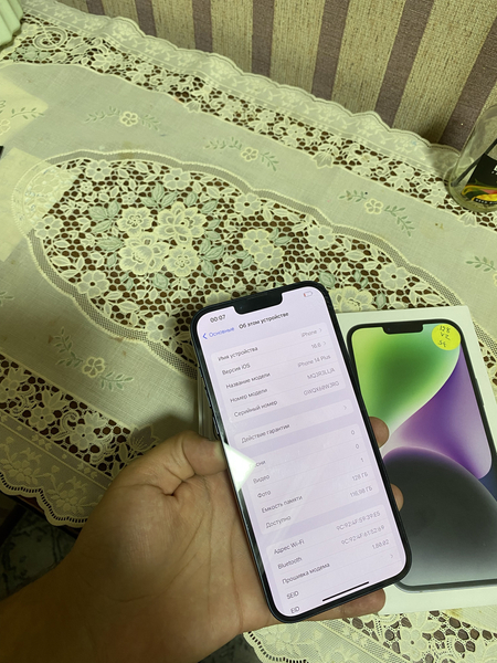 Iphone 14 plus 128 Gb 86% karopka dakument zo'r holatda