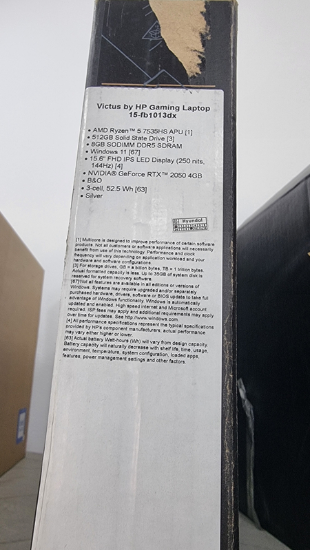 HP Victus ryzen 5 7535HS/DDR5 8GB/512GB SSD/RTX 2050 4GB