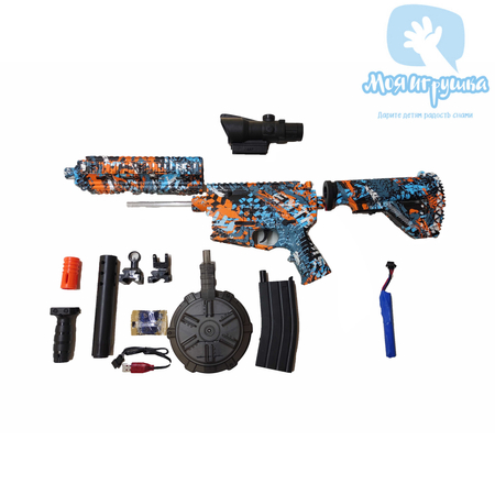 Орбибольный автомат M416 синий оранжевый граффити