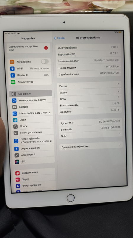 Ipad 8th gen 32gb wifi only