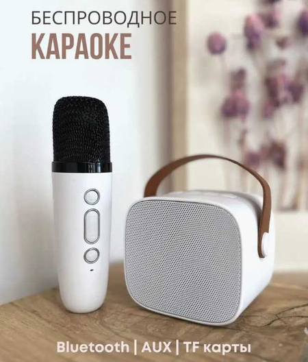 Портативная мини караоке колонка, Bluetooth динамик с микрофоном