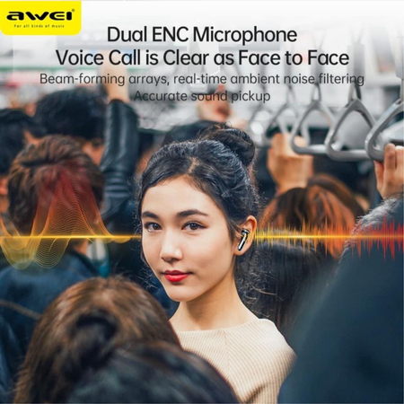 AWEI T79 ENC 2 пары наушников Bluetooth с шумоподавлением