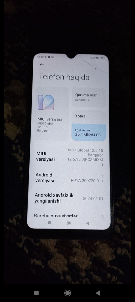 Telefon zoʻr aybi yoq ogan odam baraka topadi xotira 64 gigabayt