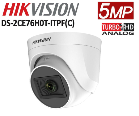 5МП TurboHD камера Hikvision DS-2CE76H0T-ITPF (C) (2.4 мм). Для Дома.