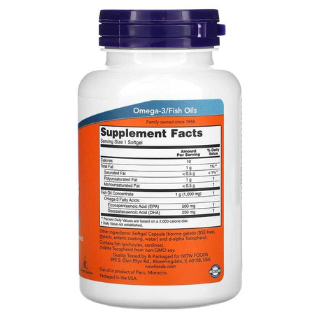 NOW Foods, ультраомега-3, 500 ЭПК /250 ДГК, 90 капсул,