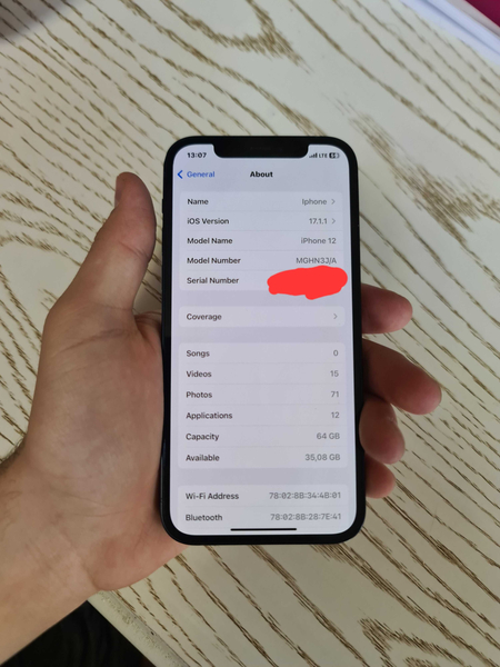 Iphone 12 xotirasi 64 gb yomkisti 87%